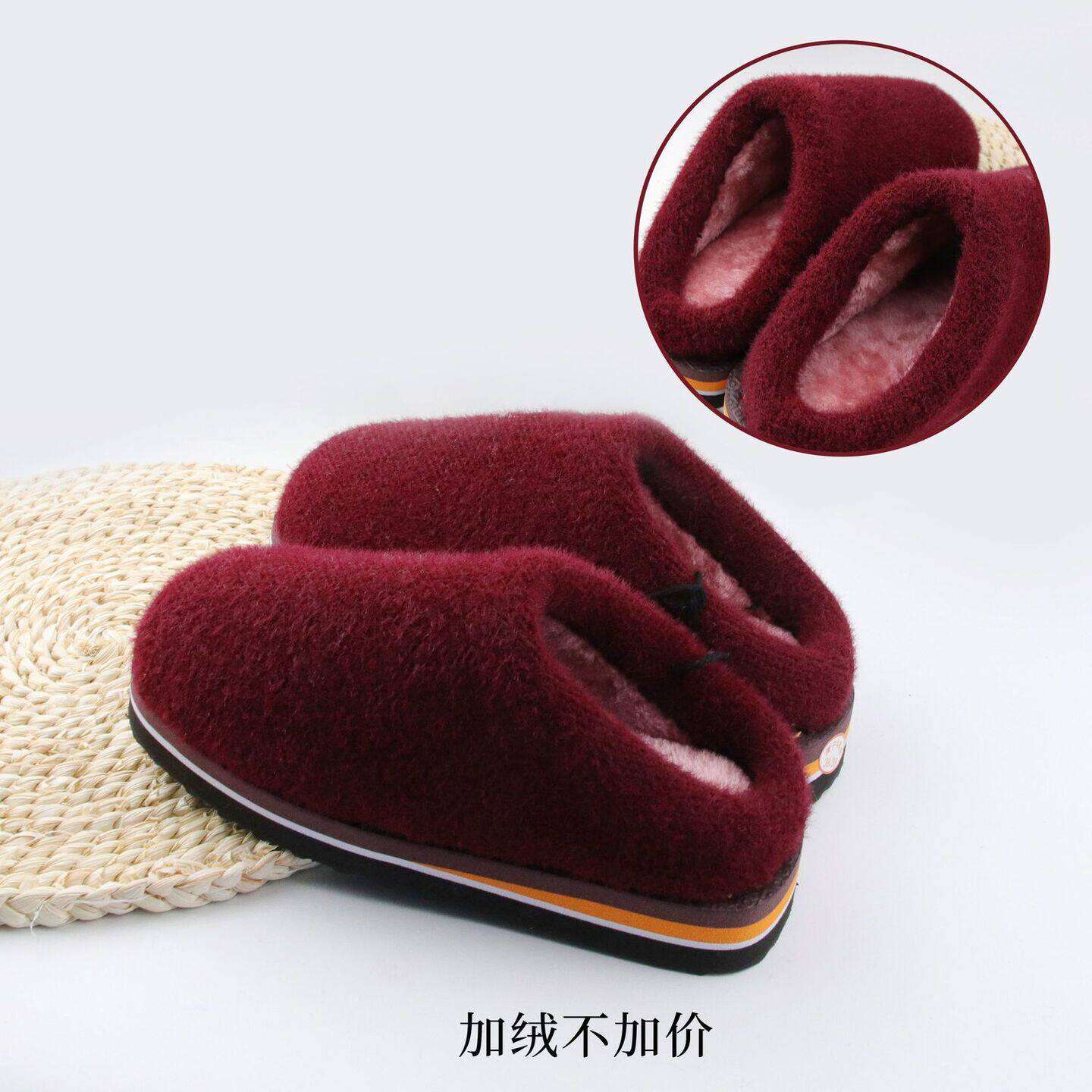 手工棉拖鞋毛线手工编织冬季男女外穿居家软底成品加厚保暖拖鞋