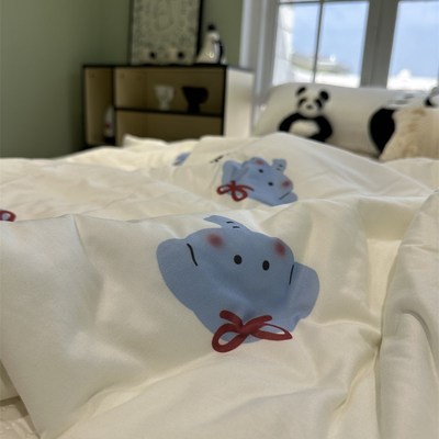 简约风可爱小蓝象凉感夏凉被薄被针织云柔被空Q调被可机洗舒适柔