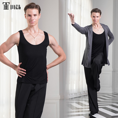 新款拉丁舞成人男士背心打底百搭上衣考级服表演比赛服H2186