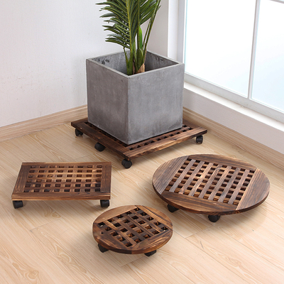 实木置物底座带轮移动家用增高承重花瓶花盆垫底S花托花架沥水托
