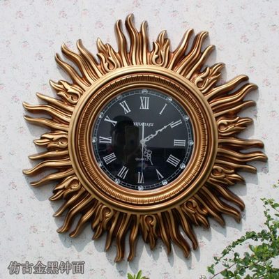 欧式钟表高档复古太阳挂钟时尚客厅餐厅静音挂钟艺术挂钟田园挂钟