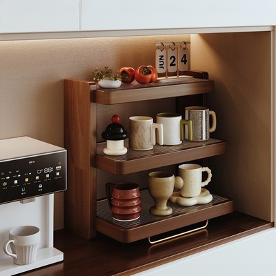 实木杯架桌面杯子收纳置物架咖啡杯收纳架中古风茶杯水杯