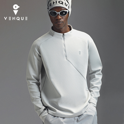 venque/范克男士拉链立领卫衣