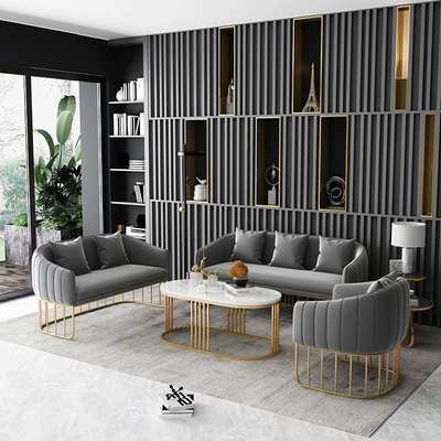 北欧布艺多人沙发家用客厅U型沙发办公室休闲区洽谈沙发茶几组合