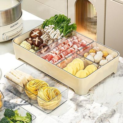 火锅配菜盘厨房分格带沥水放菜盘子家用托盘网红可叠加备菜盘