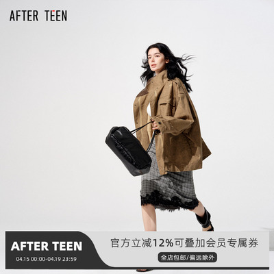 AFTER TEEN「颓败美学|复古新生」复古做旧磨破工艺牛仔风衣外套