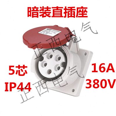 西5   A 4座 P5芯正 5IPV4 头暗装5孔16直0防水户外38工业插座