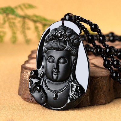 天然a货翡翠墨翠观音菩萨观音头玉石吊坠冰种挂件男士项链