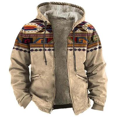 Men Jacket Cardigans Native Buffalo Coats Festival Printed