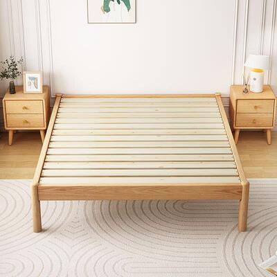 全实木无床头双人床架1.258米榻榻米民宿无靠背尺寸排骨架床