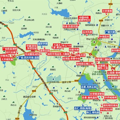 高清打印广州市新房地图房产中介小区全国各城市行政区划图卫星图