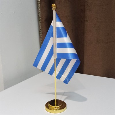 定制银色单杆活动会议桌旗各国国旗旗座台式不锈钢摆件架签约旗架