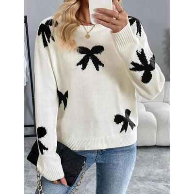Women's Crew Neck Sweater Casual Long Sleeve Jumper for
