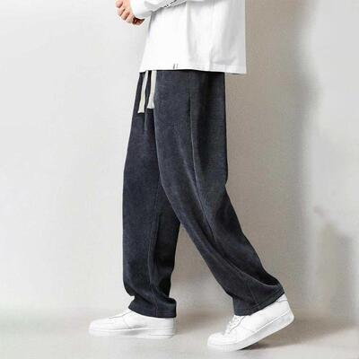 Men's Loose Fit Plain Letter Patched Drawstring Waist Pants