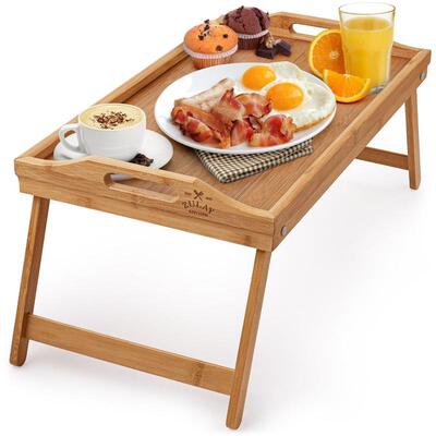 Zulay Bamboo Breakfast in Bed Tray with Folding Legs