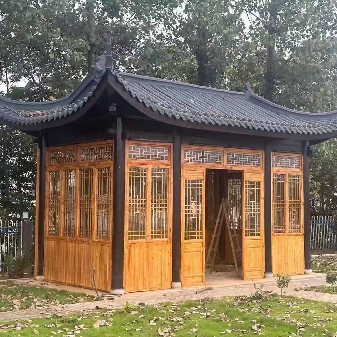 实木民宿木屋仿古茶室凉亭古建长廊门楼水榭廊亭门牌楼葡萄架阁楼