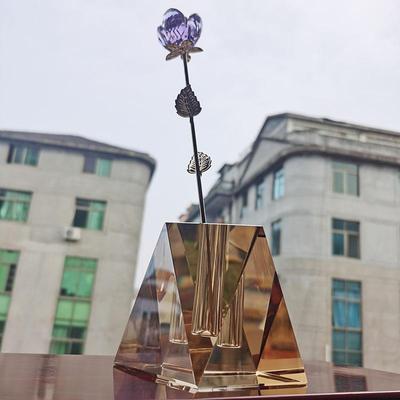 柱面形花瓶水晶饰品摆件现代简约几何形水晶玻璃摆件北欧装饰