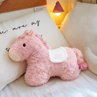 马年吉祥物粉色小马抱枕