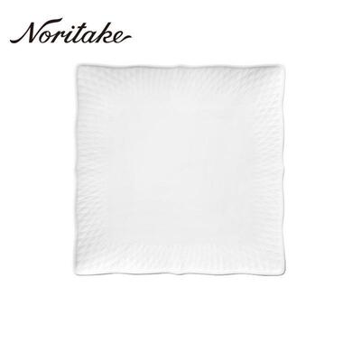 Noritake则武cher blanc浮雕白色方盘家用餐具餐盘创意菜盘西餐盘