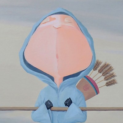 AOCA 当代艺术家吴琼版v画武侠 潮流装饰画工作室挂画 在这里.意