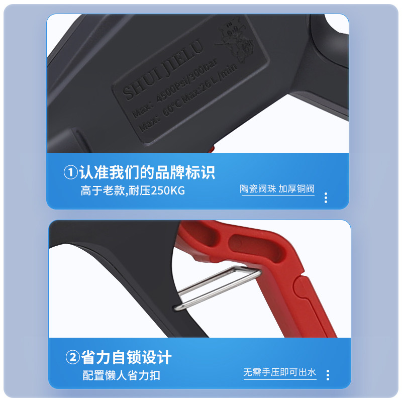 家压洗车水枪头清洗机高用黑猫车80558型喷枪喷头抢配件刷洗3机泵