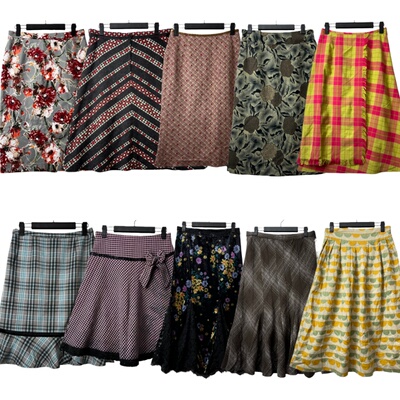 古着vintageS3复古港风A字半身裙女秋冬毛呢海淘中长款百搭裙子