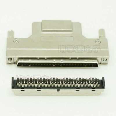 SCSI 100P连接器,SCSI 100P公头焊线,HPCN 100P铁壳装配螺丝式