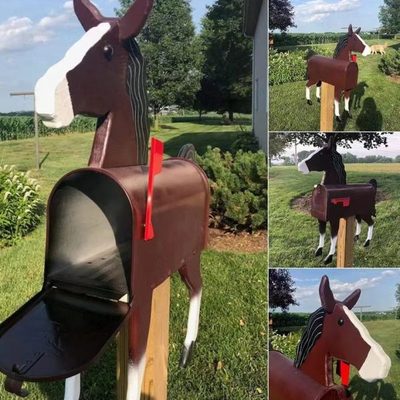 爆款现货Unique Horse Mailbox独特马邮箱动物邮筒花园庭院装饰