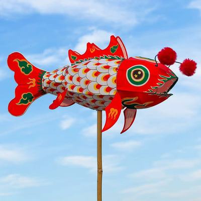 非遗手工布艺鱼灯成品 中国风宋制手持发光翘尾锦鲤鱼宫灯笼花灯
