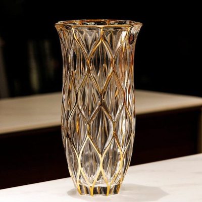 宝汀顿轻奢高档水晶玻璃手工描金花瓶欧式水养花瓶家用装饰品摆台