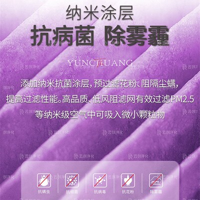 佛用HOOHER胡适空气净化器VA-AM-CA CB CC过滤网滤芯KJ350F-HAMMA