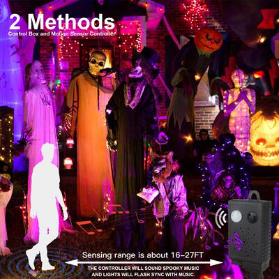 万圣灯节灯串32米300带音乐水紫橙串灯外树木派室对庭PSQ防院装饰