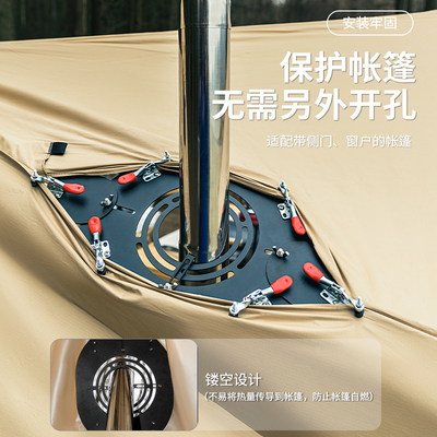 HIKEMAN户外免开孔帐篷烟囱防烫板柴火炉烟管隔热圈铝合金烟筒口