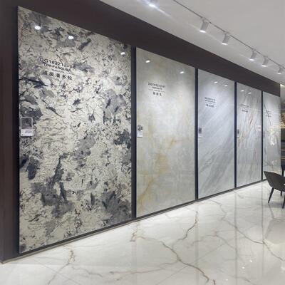 沃顿岩板X岩板1墙500X30009mm亮光别酒墅店会所大堂背景墙面护墙