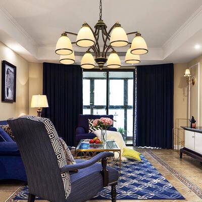 欧式吊灯美式乡村古吊灯饰铁艺玻璃具客厅灯卧XST2-005灯复餐室厅