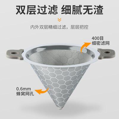 奶茶过店茶叶钢滤茶漏SR-04083密04不锈滤网茶滤漏斗超奶茶桶高密