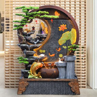 户外庭院假山流水景观落地摆件屏风花园阳台喷泉水幕墙招财装饰品