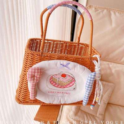 HHD212A1法式下午茶创意小众编织筐野营野餐收纳筐藤编手提置物筐