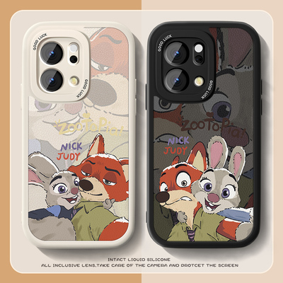 疯狂朱迪适用opporeno14手机壳新款女小羊皮reno13pro动物城尼克ran012卡通全包防摔11por+男情侣动漫小众套