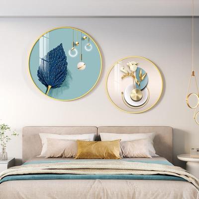 现简约卧室头装饰代景画圆形人物房间背墙挂画轻奢床墙NWM面壁画