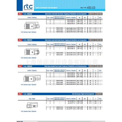 倍润RTC快速接头RTC450.03系列替换Staubli