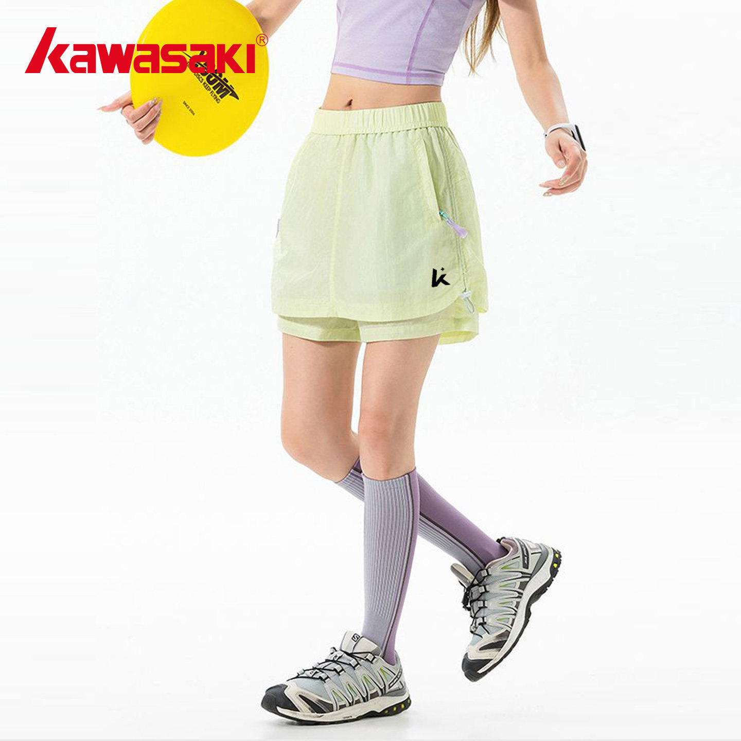kawasaki/川崎冰丝防泼水工装裤裙女夏轻薄凉感速干户外徒步短裤