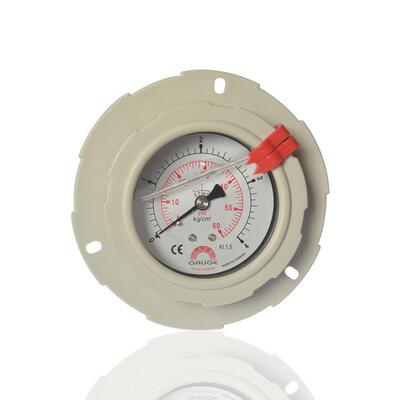 华记隔膜耐震压力表PP隔膜充油压力表埋入式轴向带前边4KG 1/4PT