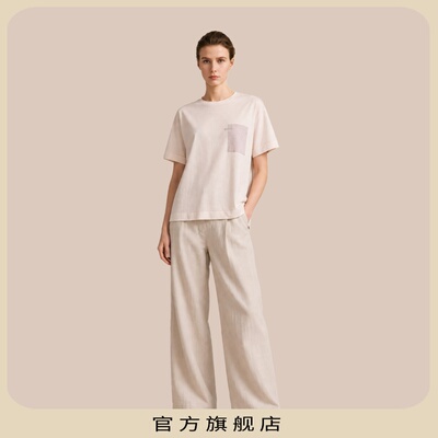 【KLOVA】新款夏季女时尚显白浅粉色针织休闲H型T恤TT6724(UN)