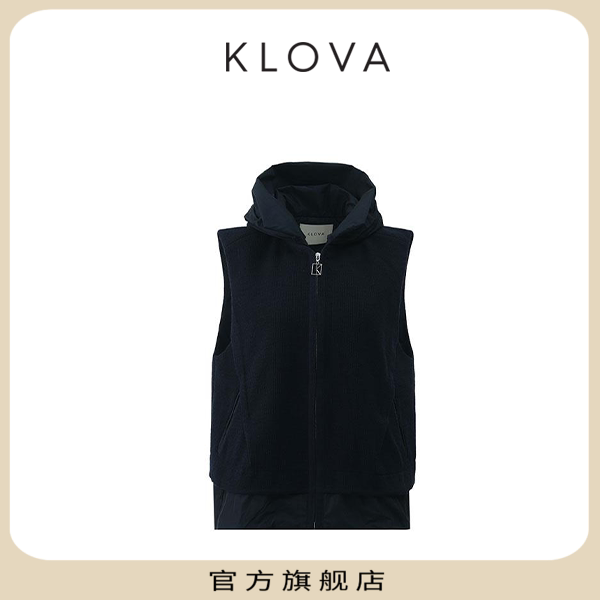 【KLOVA】春秋经典花青蓝茧型拼接棉马甲 JM4084(UN)