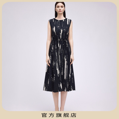 【KLOVA】夏季女时尚律动印花肌理感A版无袖连衣裙LW6092(AUN)