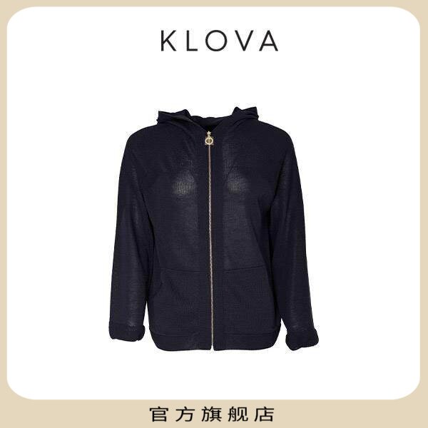 【KLOVA】春秋开衫青黛蓝箱型连帽毛衫 ZK8559(UN)J