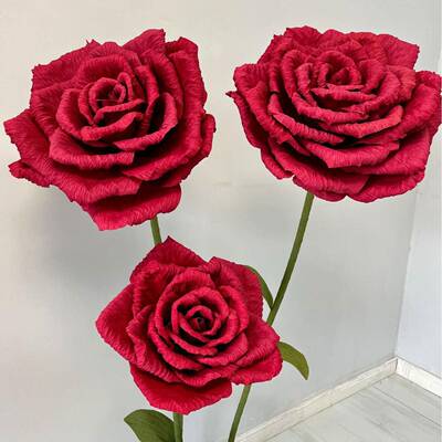 巨立体玫装瑰纸花型网红橱窗美布置商场陈7888列摆件婚礼背景饰花