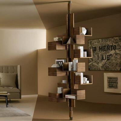 铭华意式旋转书架albero别墅置物架极简实木高端设计师款落地陈列