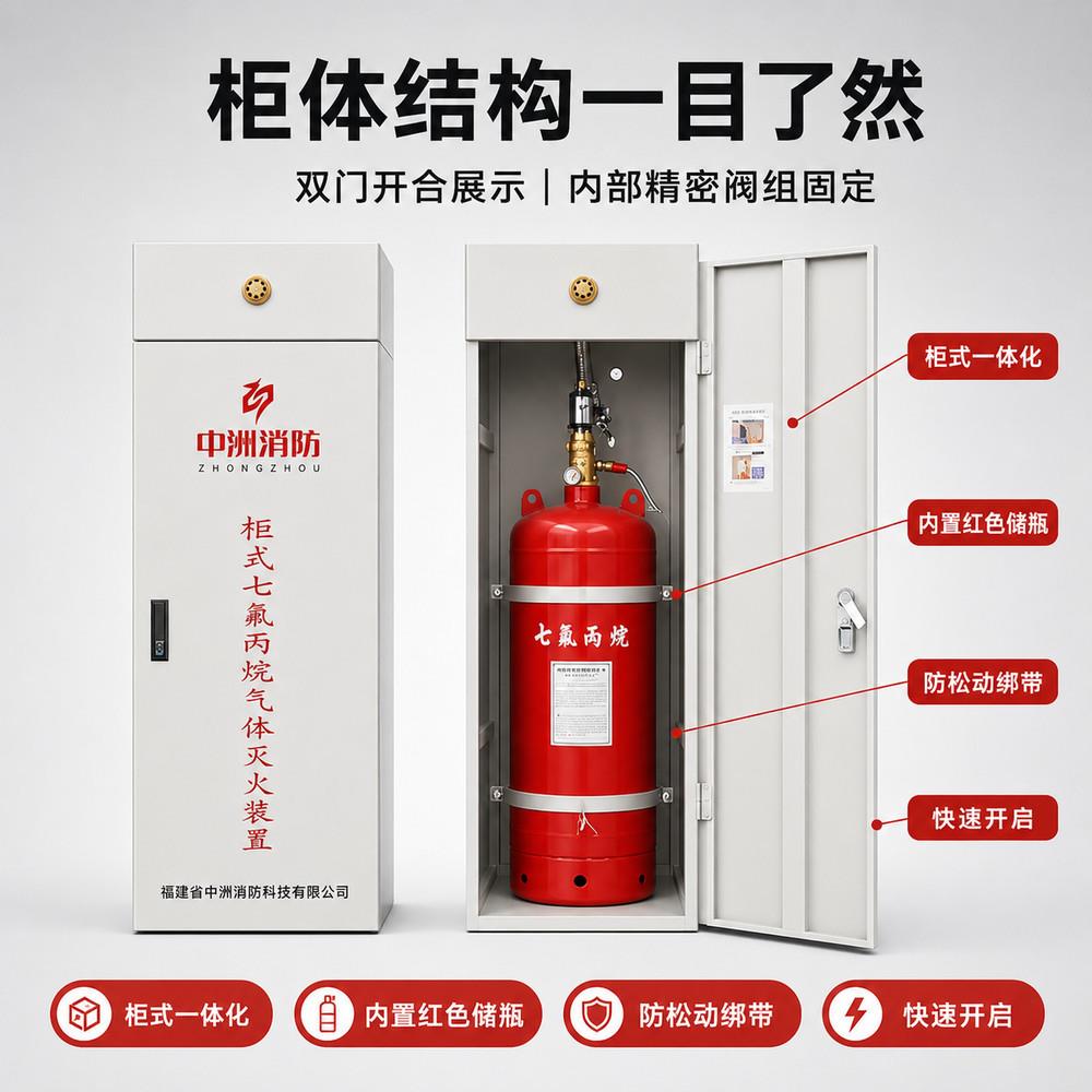 柜式七氟丙烷气体灭火装置灭火器中洲消防南消GQQ单双柜出口FM200